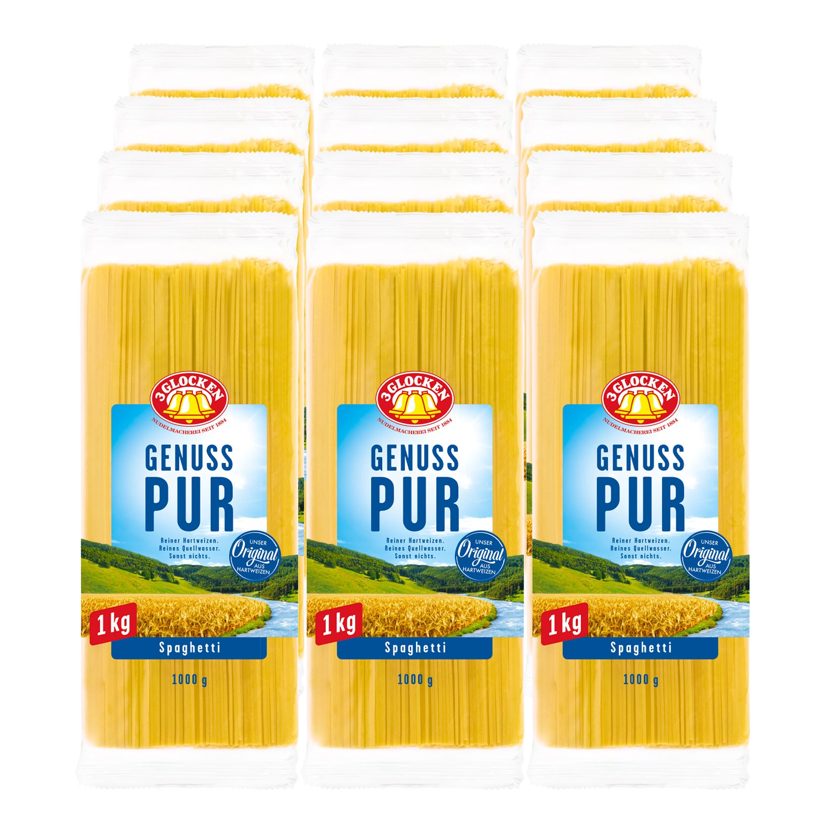 3 Glocken Genuss Pur Spaghetti 1 kg, 12er Pack online kaufen bei Netto