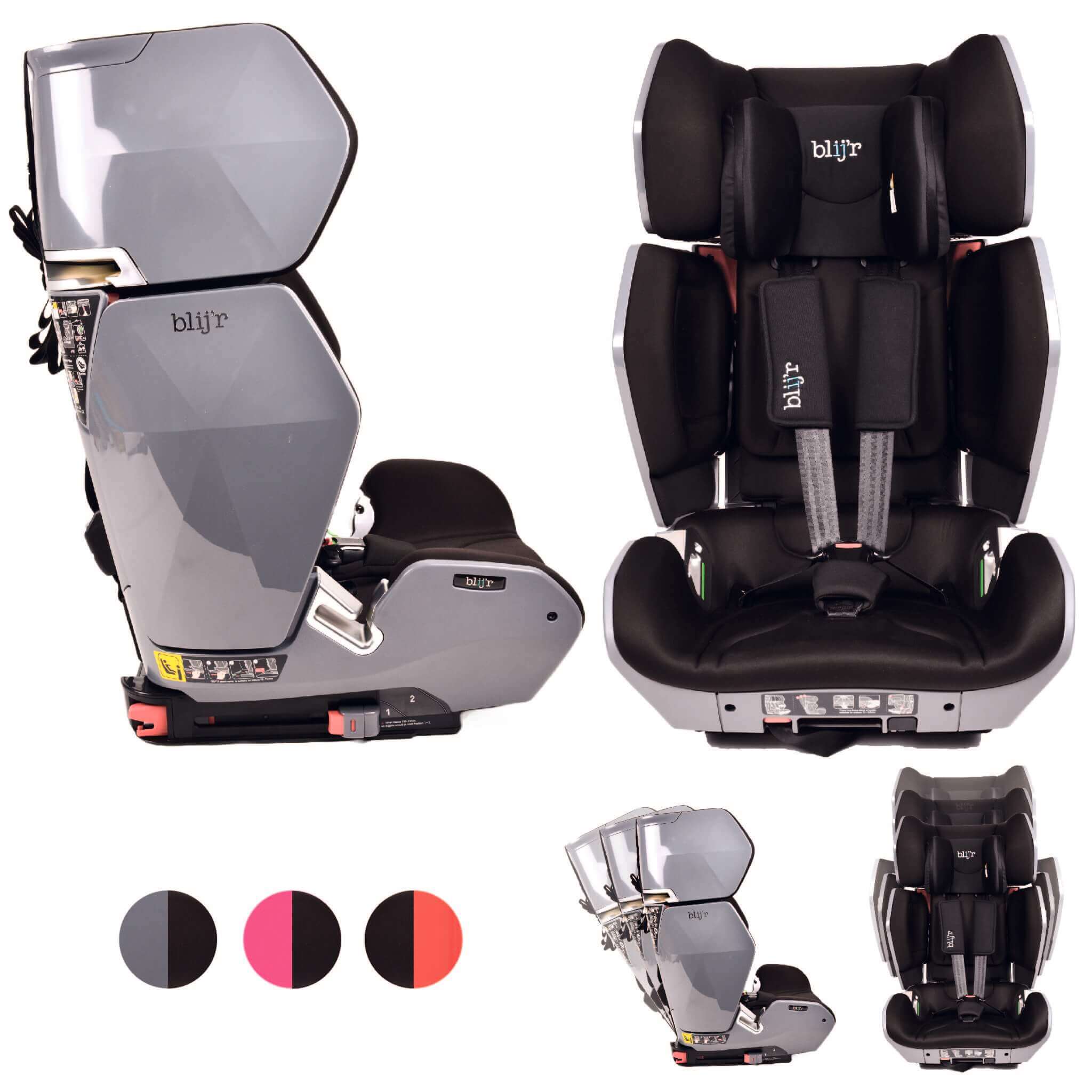 Blijr Uniek Grau Autositz Kindersitz für Kinder ab 3,5 bis 12 Jahren ...