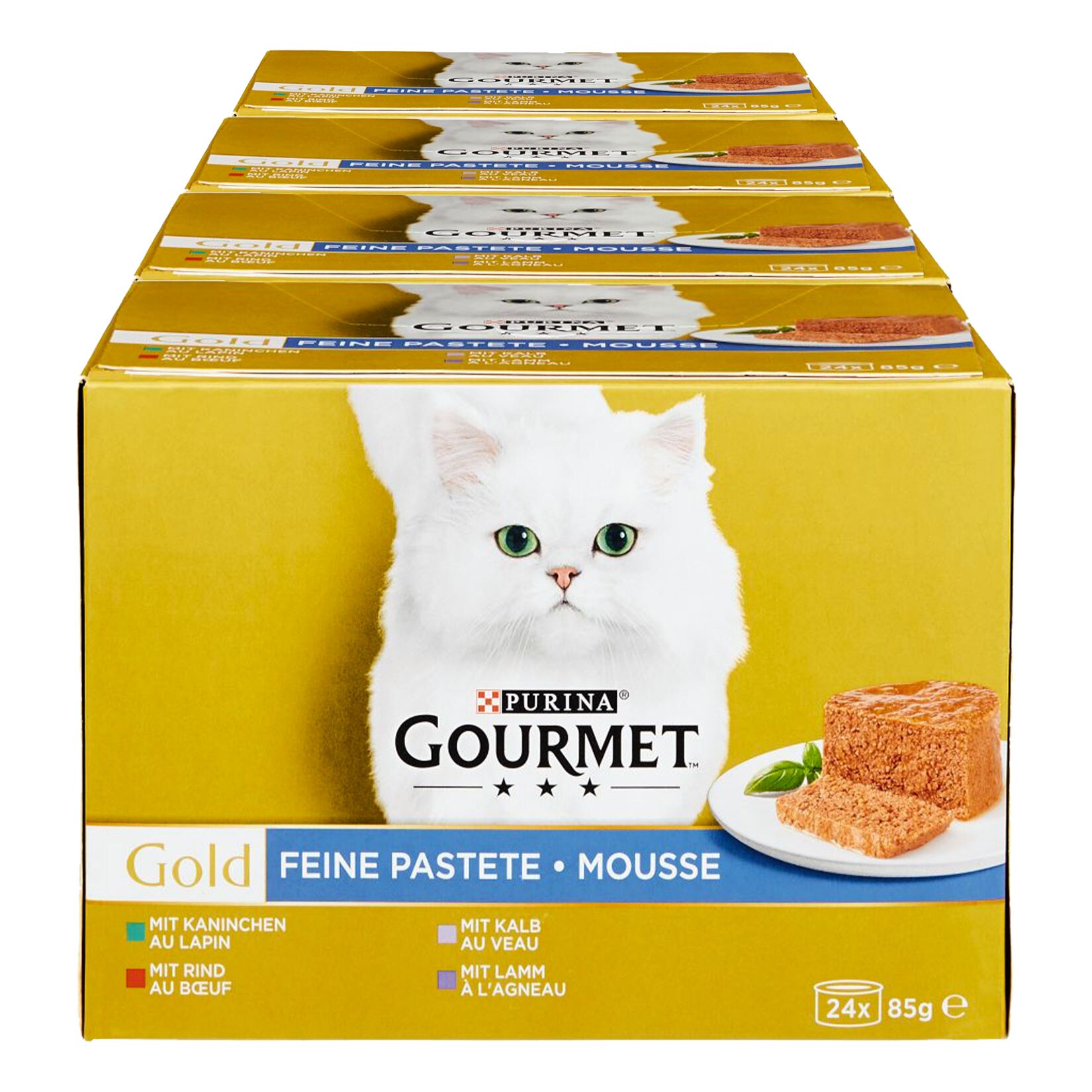 PURINA Katzennassfutter Gourmet Gold Feine Pastete mit Rind, Kaninchen ...