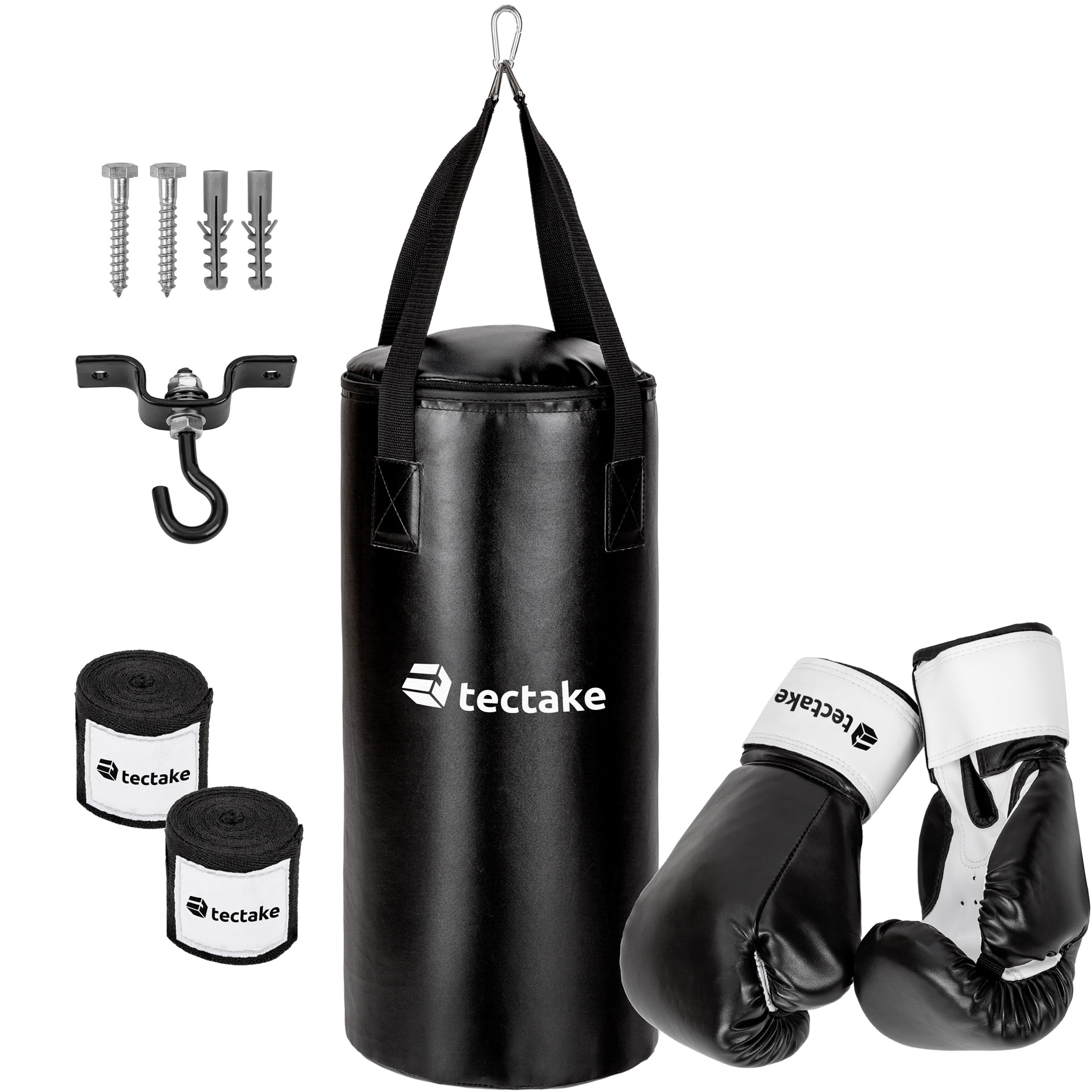 tectake® Boxsack-Set, gefüllt, hängend, 26 x 56 cm, inklusive 6 oz ...