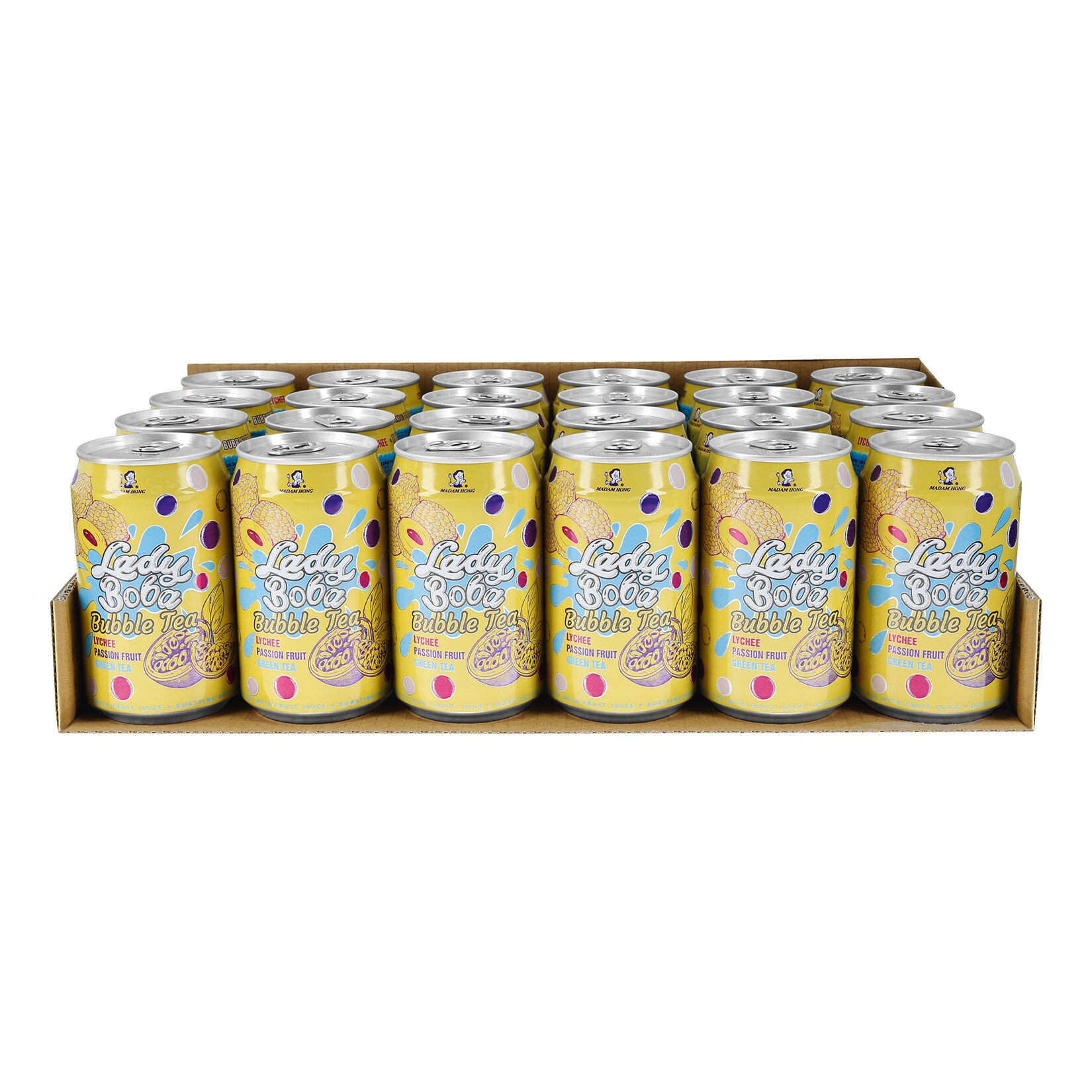 Lady Boba Bubble Tea Litschi - Passionsfrucht Iced Tea 320ml, 24er Pack ...