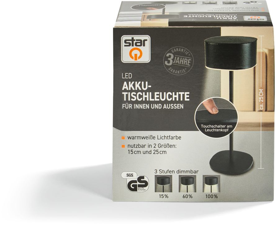 StarQ LED Akku Tischleuchte Schwarz online kaufen bei Netto
