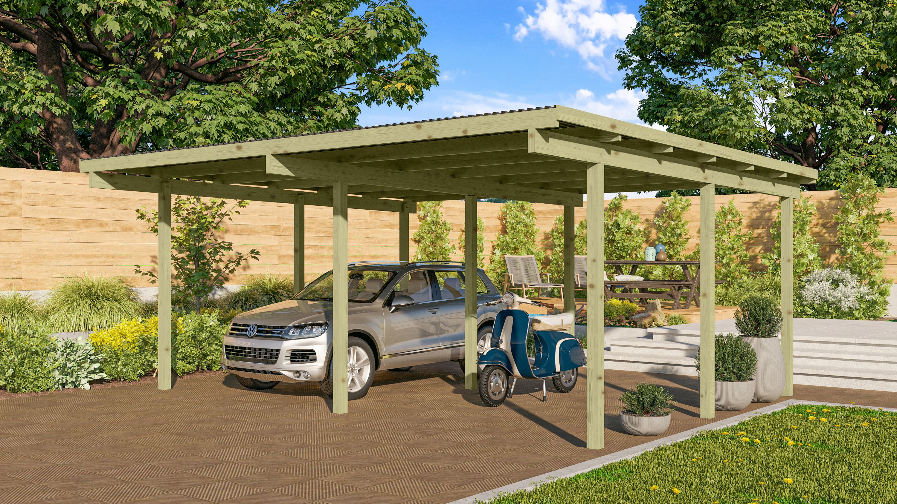 Karibu Doppelcarport "Twin Carport One" KDI online kaufen bei Netto