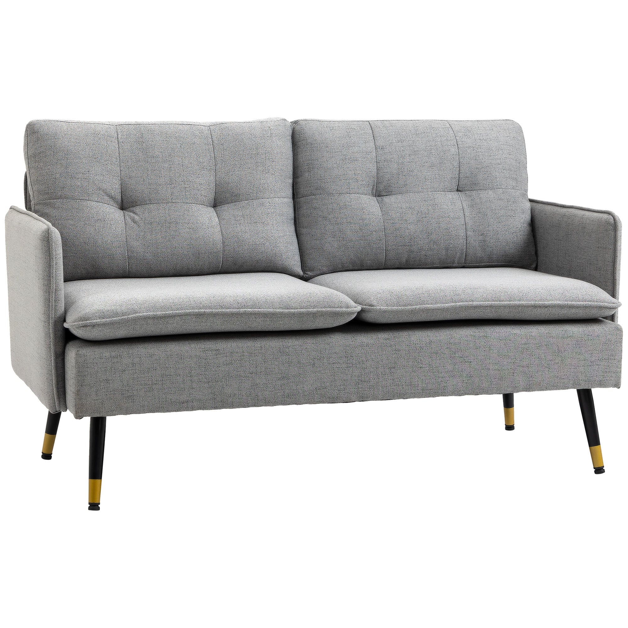 HOMCOM Zweisitzer Sofa mit Rücken- und Sitzkissen grau 139L x 68B x 80H ...