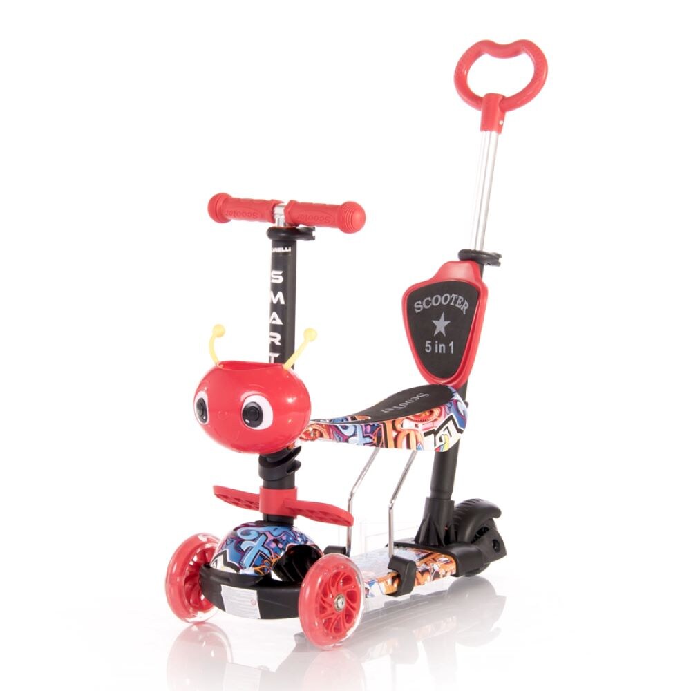 Lorelli Scooter Smart Plus 5 in 1 verstellbar PU Räder leuchten ABEC-7 Lager dunkelrot online ...