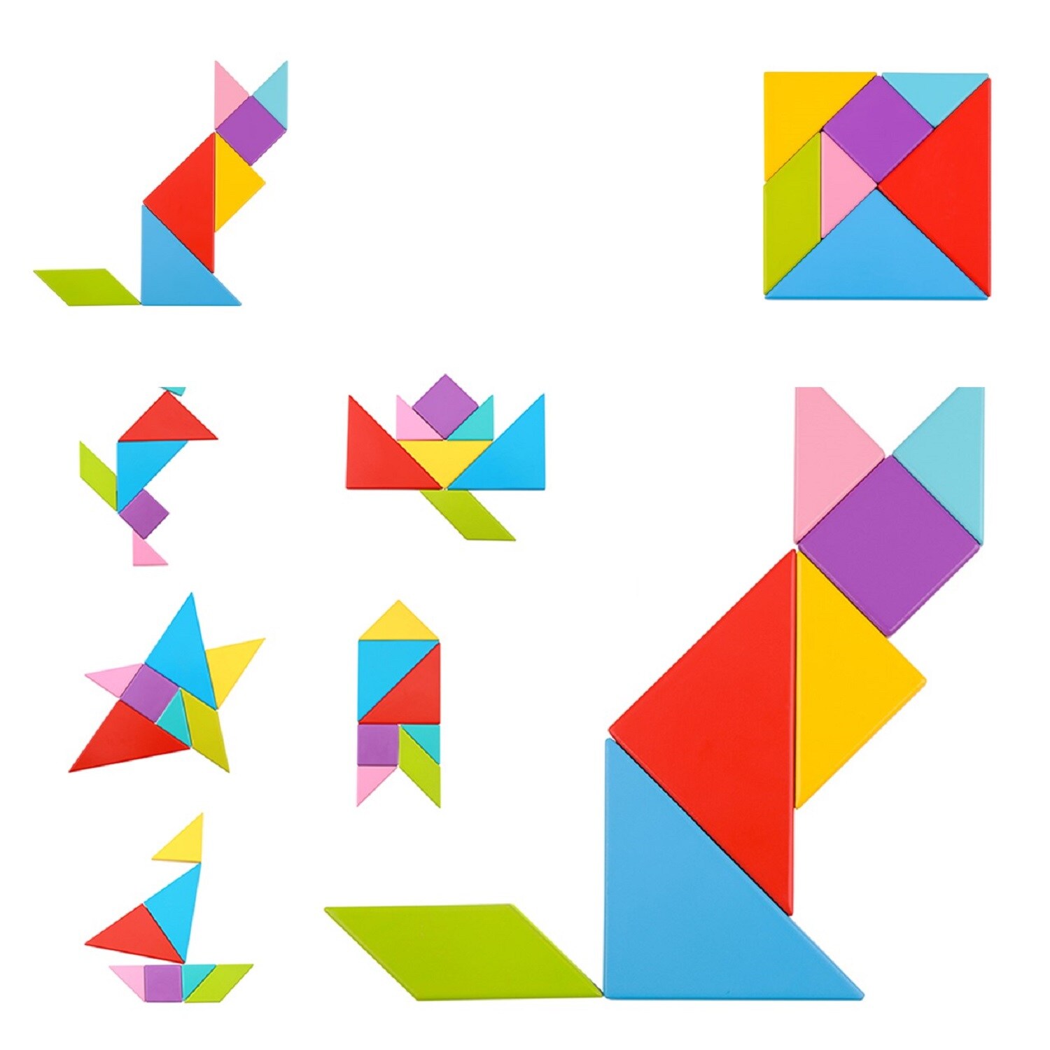 Tooky Toy Holz Puzzle Tangram TY879, 40-teilig, geometrische Formen, ab ...