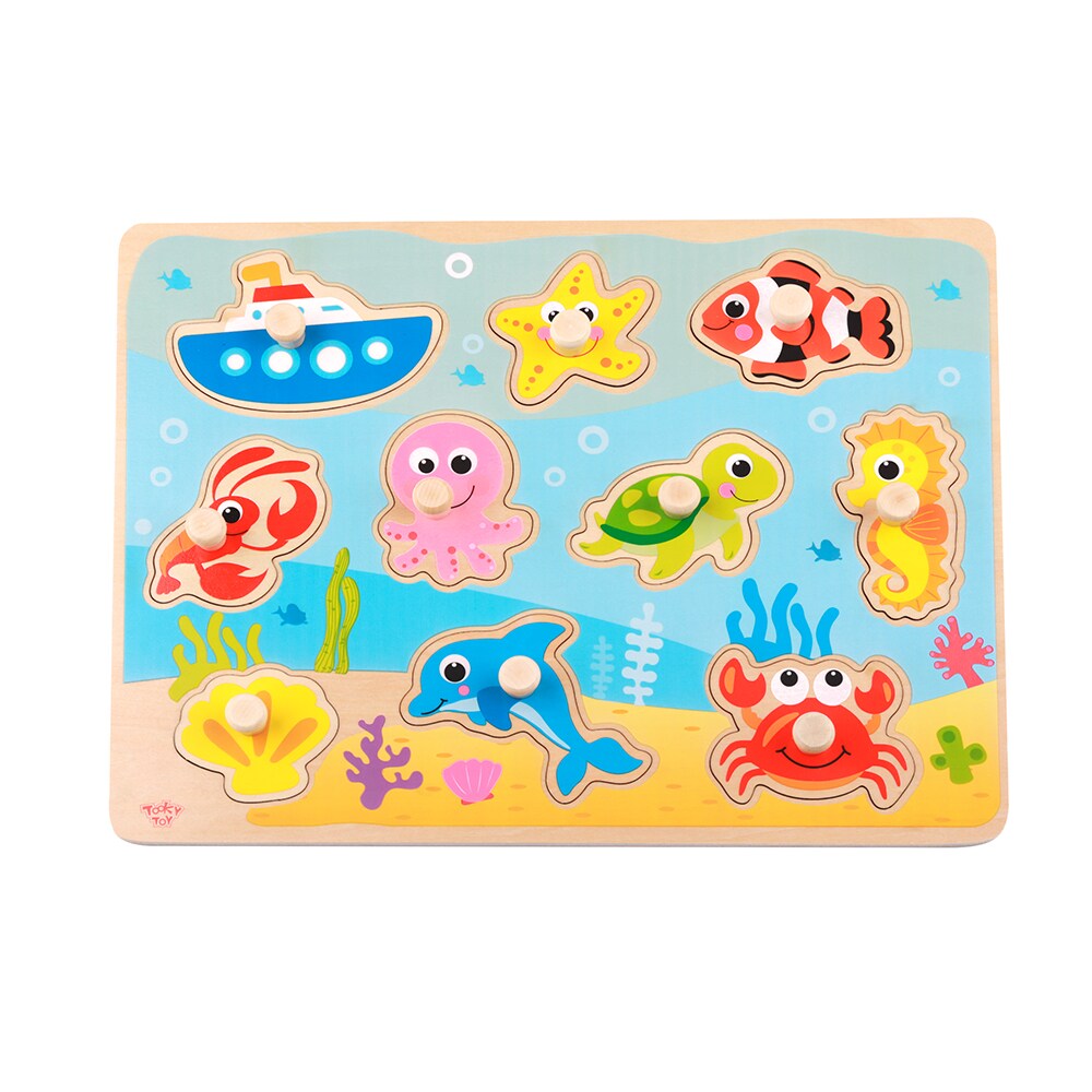 Tooky Toy Holzpuzzle Marine 11-teilig TY856, 10 bunte Puzzleteile, ab ...