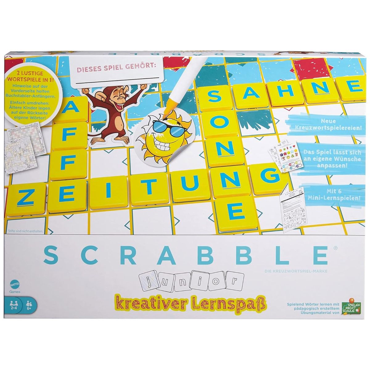 Mattel HCK86 - Mattel Games - Scrabble Junior, Kinder-Wörterspiel ...