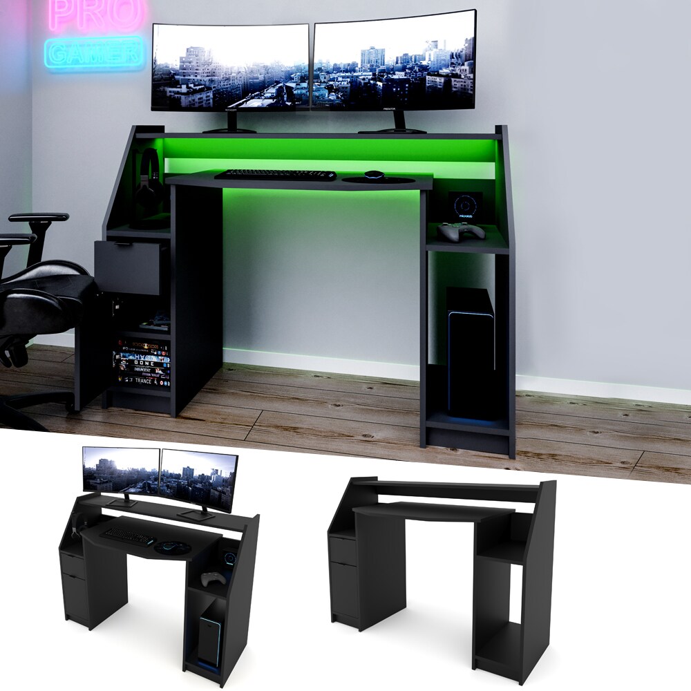 VICCO Computertisch JOEL PC-Tisch Schwarz Gamingtisch Schreibtisch ...