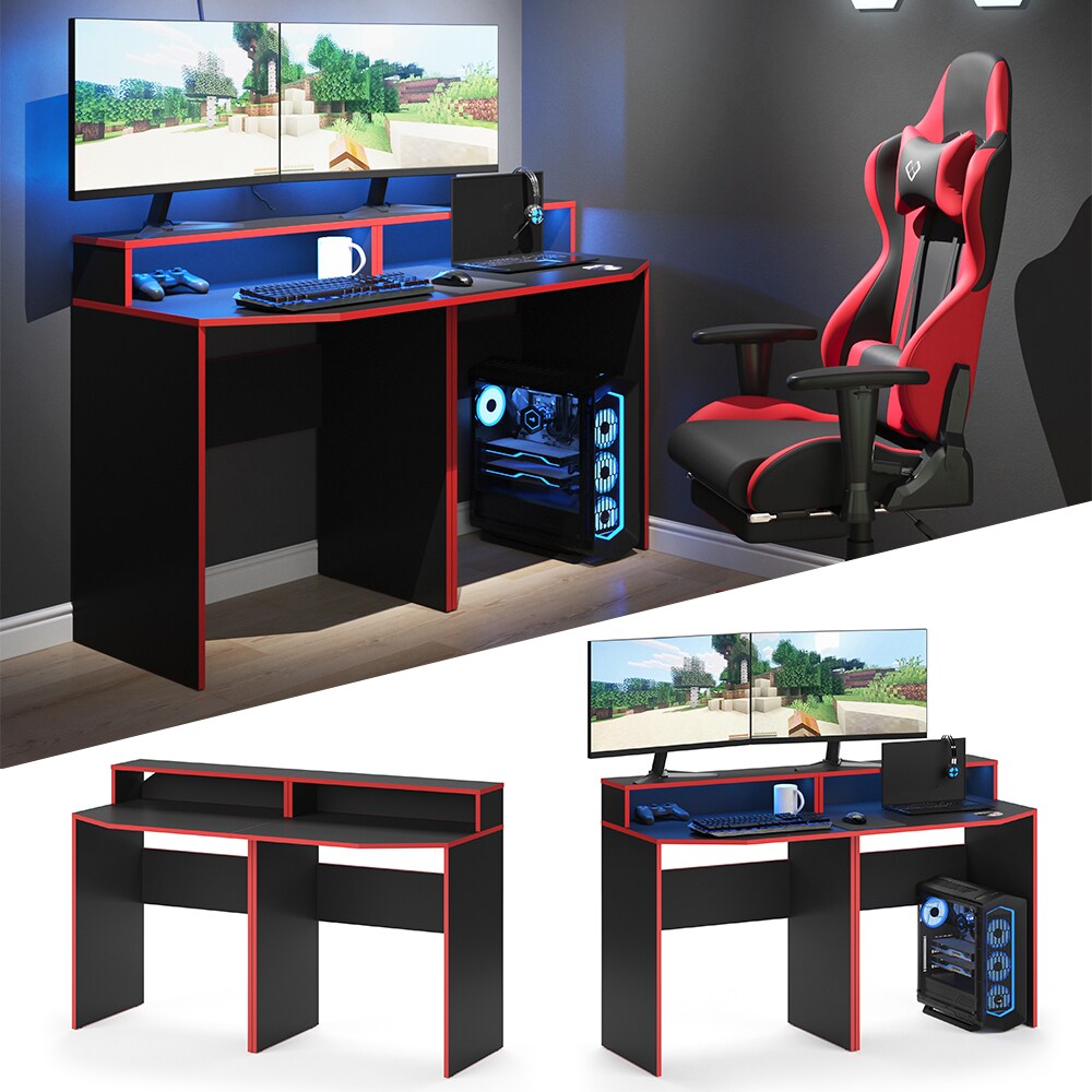 Vicco Gaming Desk Schreibtisch Kron 140cm Gamer PC Tisch Computertisch ...