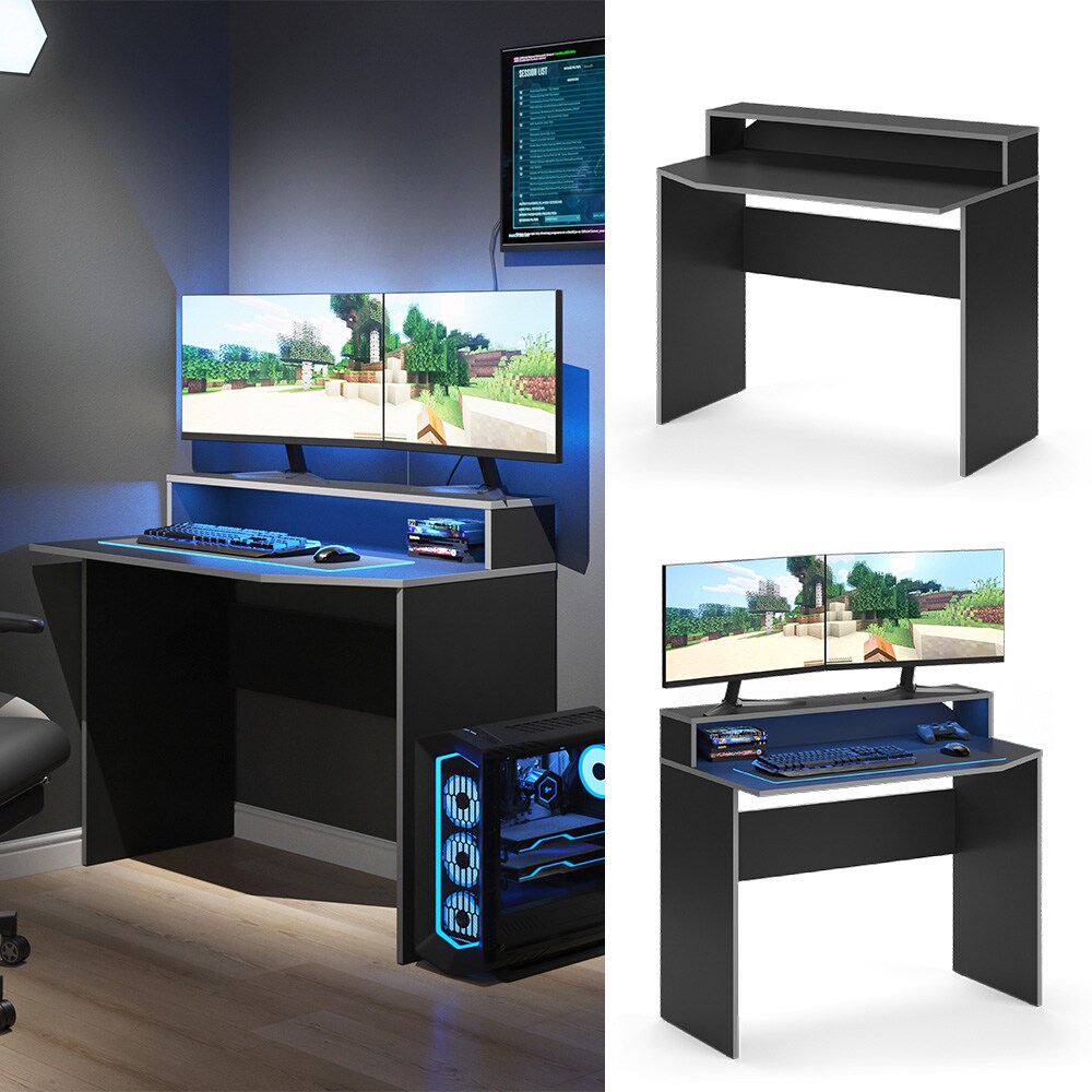 Vicco Computertisch Schreibtisch Arbeitstisch Kron Schwarz Grau 100x87 ...