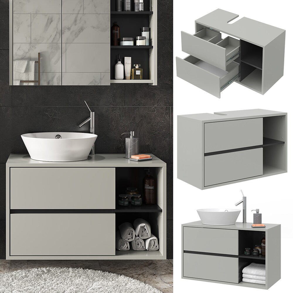 Vicco Waschtischunterschrank Waschbeckenunterschrank Viola Grau ...