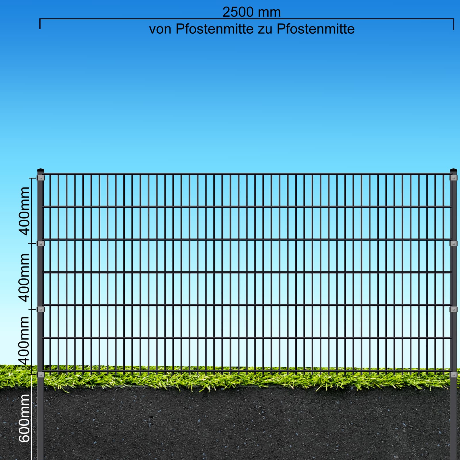 Fa-Bausysteme Doppelstabzaun Anthrazit 8-6-8 Plättchen 1230 mm 35 m ...